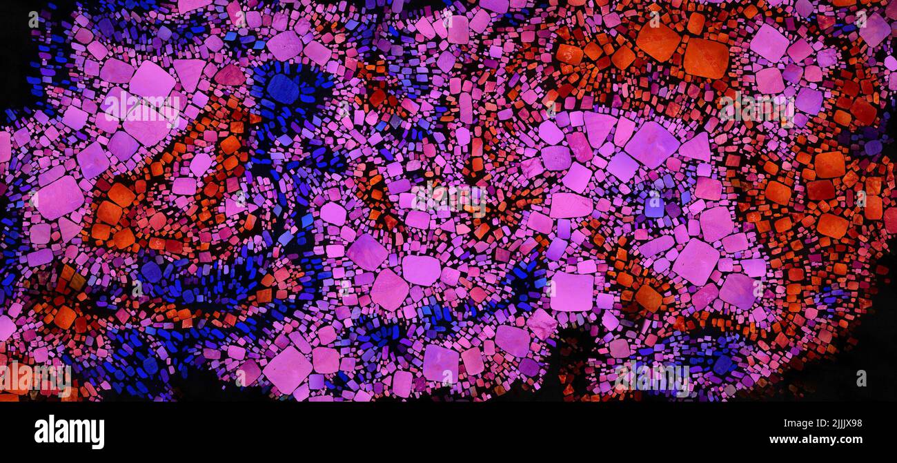 Digital render painterly mosaic tiles in smooth fluid motion with ...