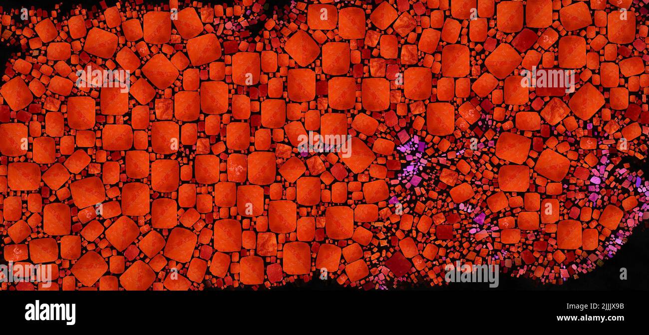 Digital render painterly mosaic tiles in smooth fluid motion with ...