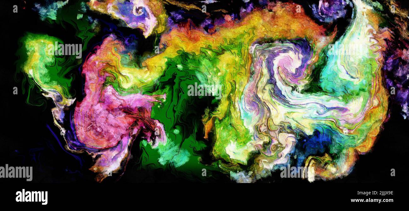 Flowing digital abstract fluid patterns - painterly style watercolor ...