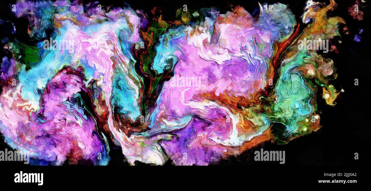 Flowing digital abstract fluid patterns - painterly style watercolor ...
