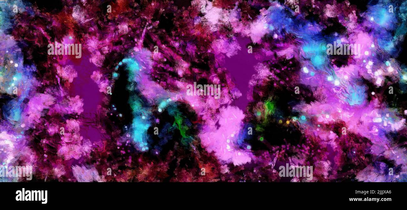 Abstract cosmic space and stars flowing digital fluid pattern in ...