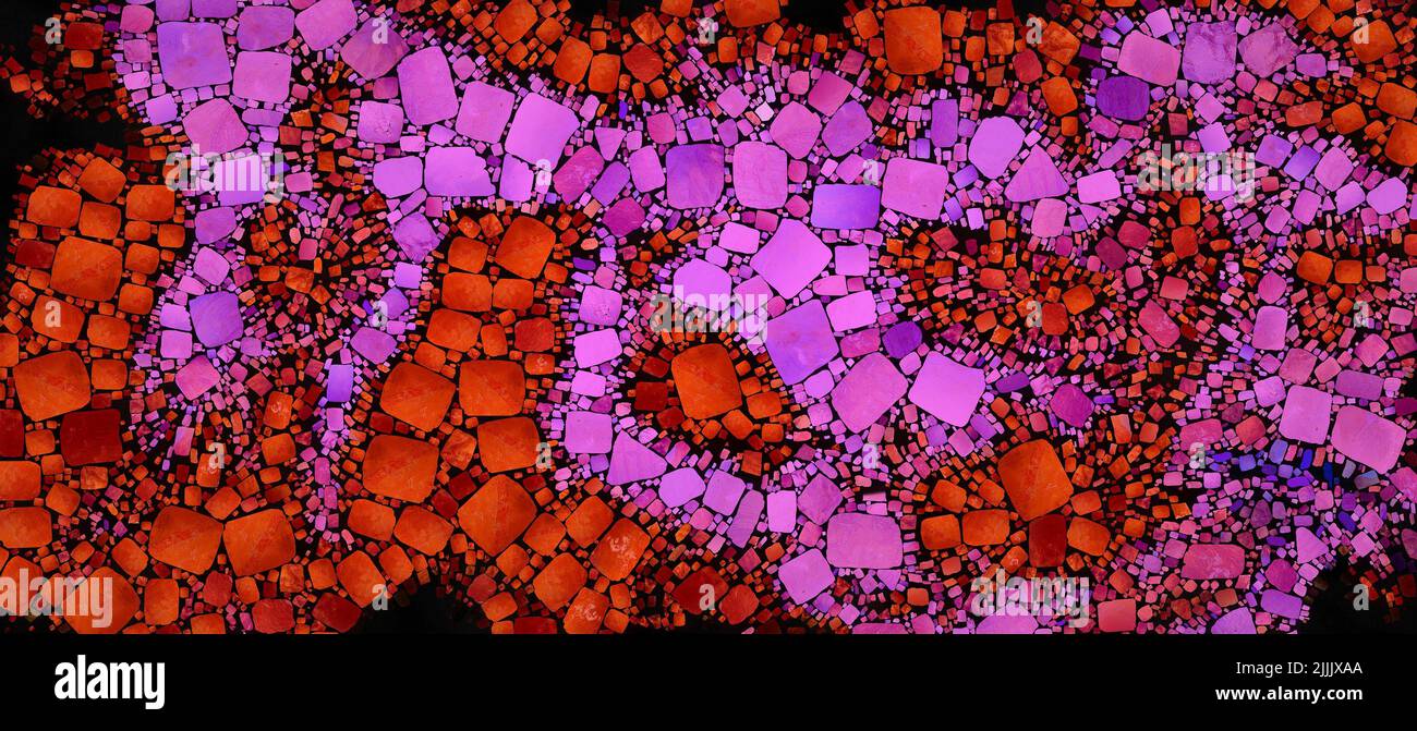 Digital render painterly mosaic tiles in smooth fluid motion with ...