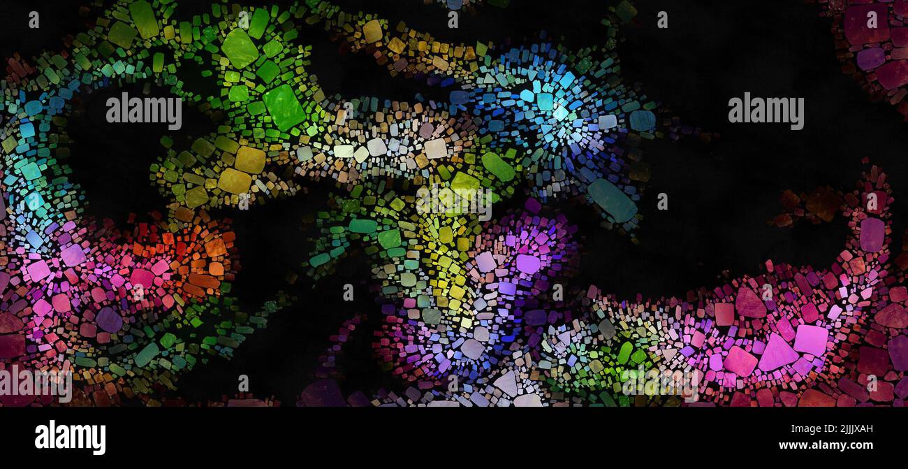 Digital render painterly mosaic tiles in smooth fluid motion with ...