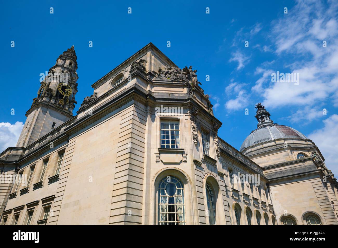 View of the corner of the stone, Edwardian style Cardiff City hall ... View of the corner of the stone, Edwardian style Cardiff City hall ...
