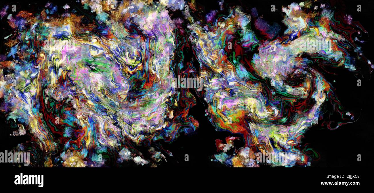 Flowing digital abstract fluid patterns - painterly style watercolor ...