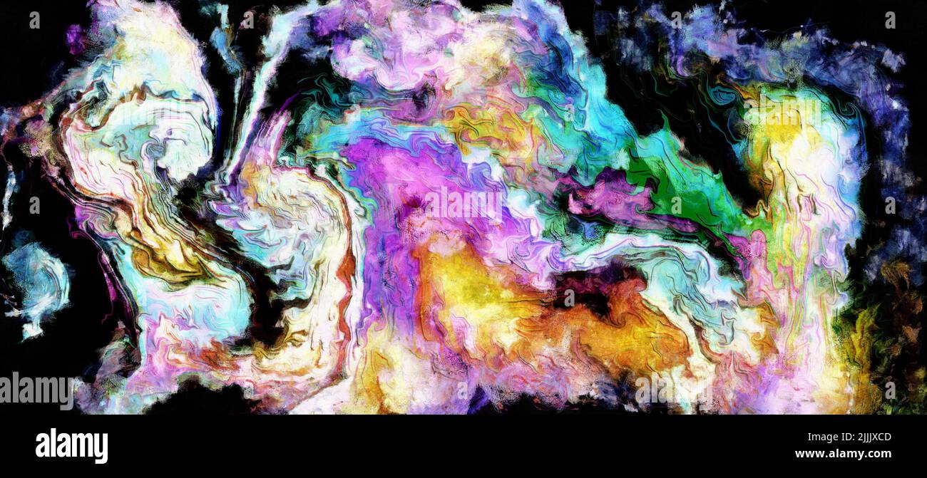 Flowing digital abstract fluid patterns - painterly style watercolor ...