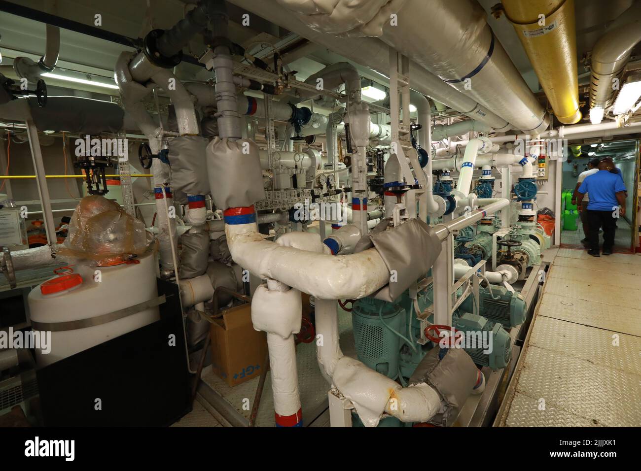 Pipework in ship's engine room Stock Photo - Alamy