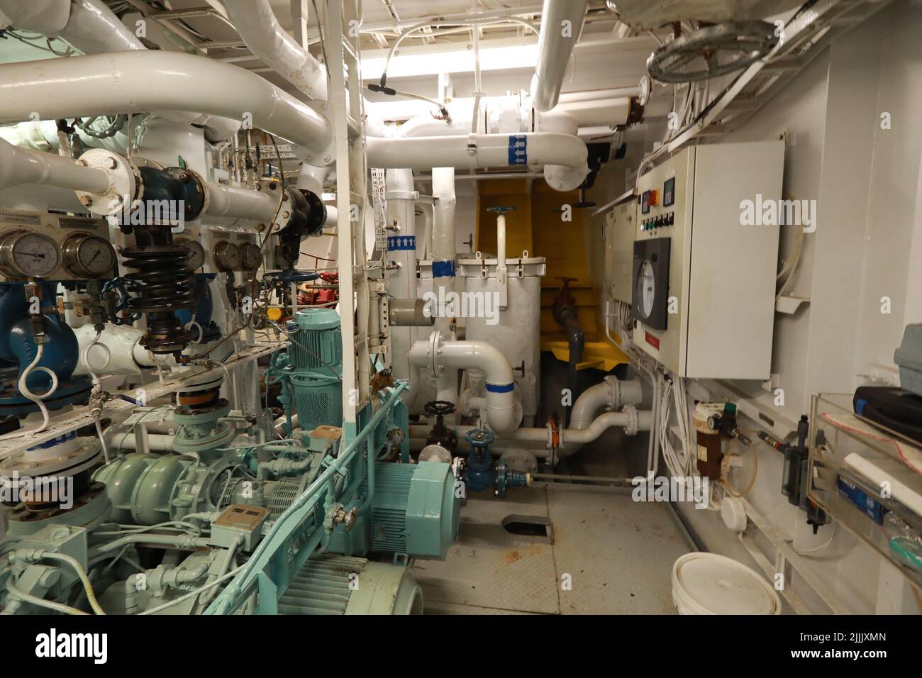 Pipework in ship's engine room Stock Photo - Alamy
