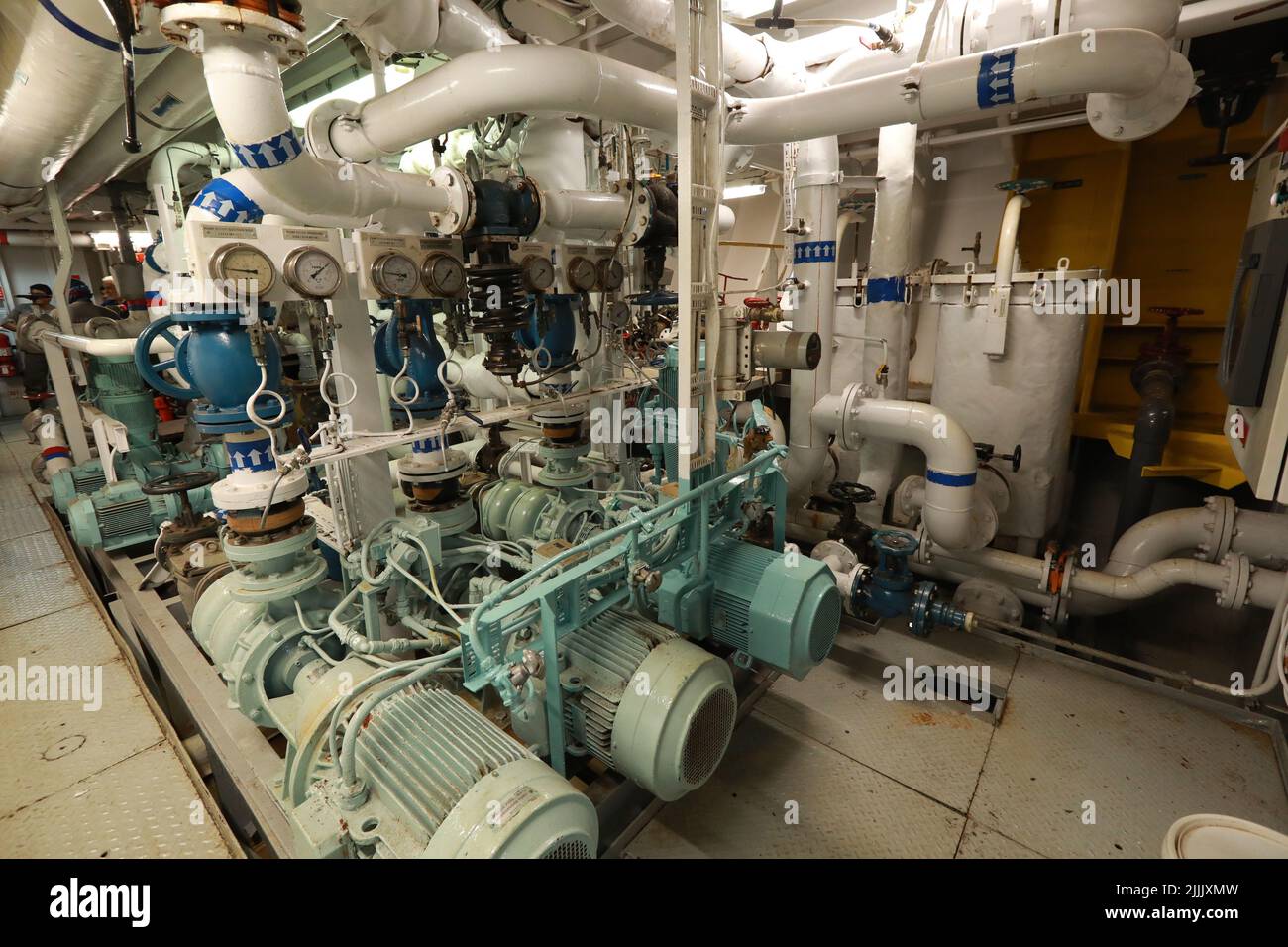 Pipework in ship's engine room Stock Photo - Alamy