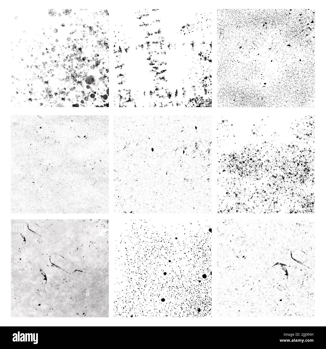 Dusty splash of black and white paint grunge textures set distressed ...