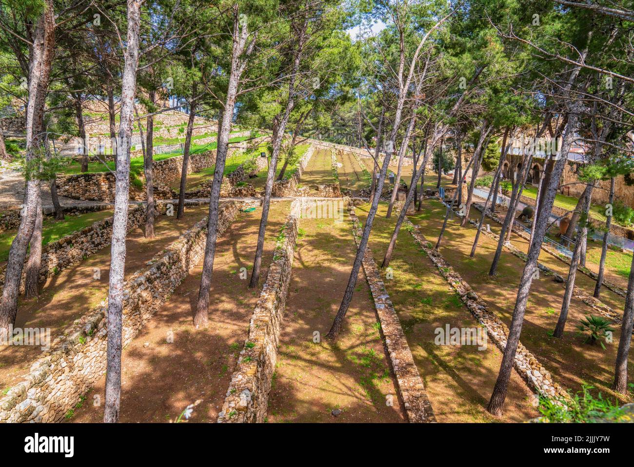 Denia castle inside walls of garden historic town Alicante province ...