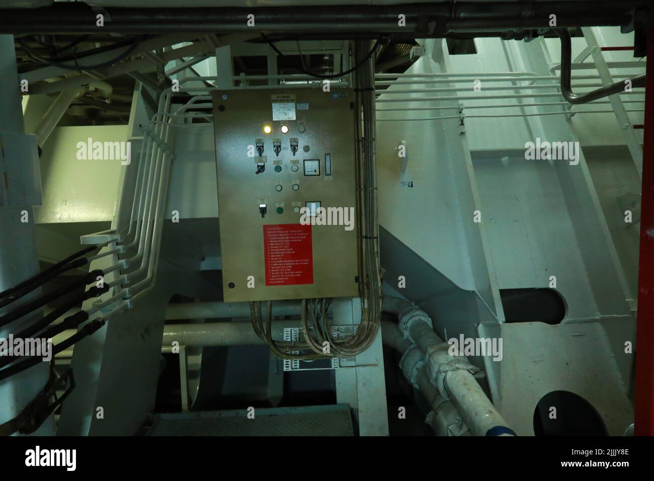 Pipework in ship's engine room Stock Photo - Alamy