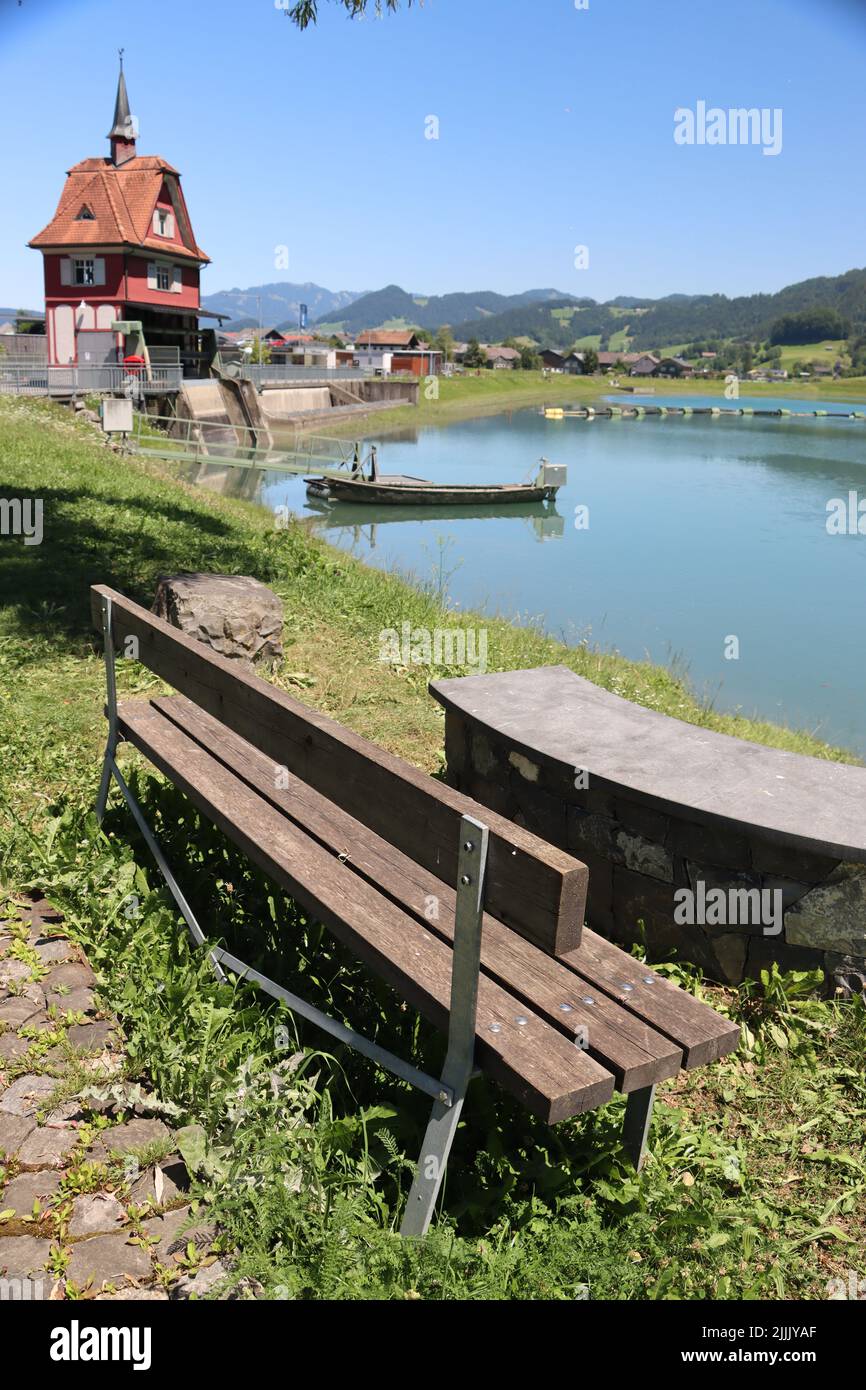 hydroelectric power plant. green energy is produced just with a ...