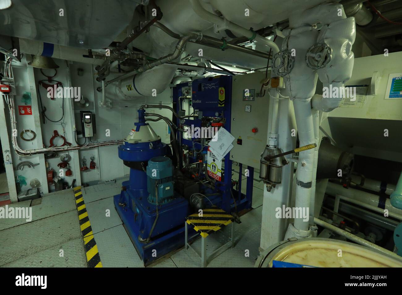 Pipework in ship's engine room Stock Photo - Alamy