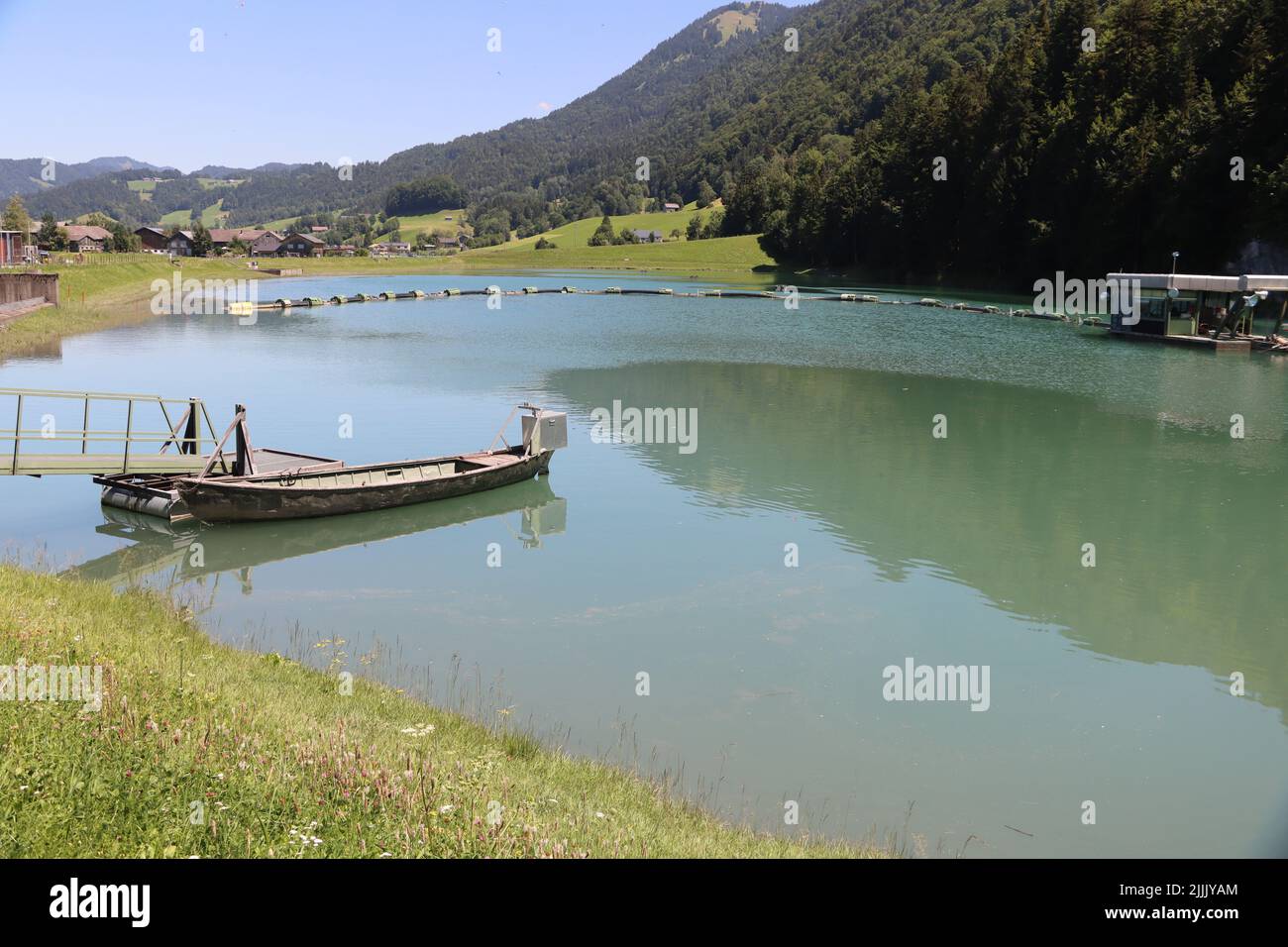 hydroelectric power plant. green energy is produced just with a ...
