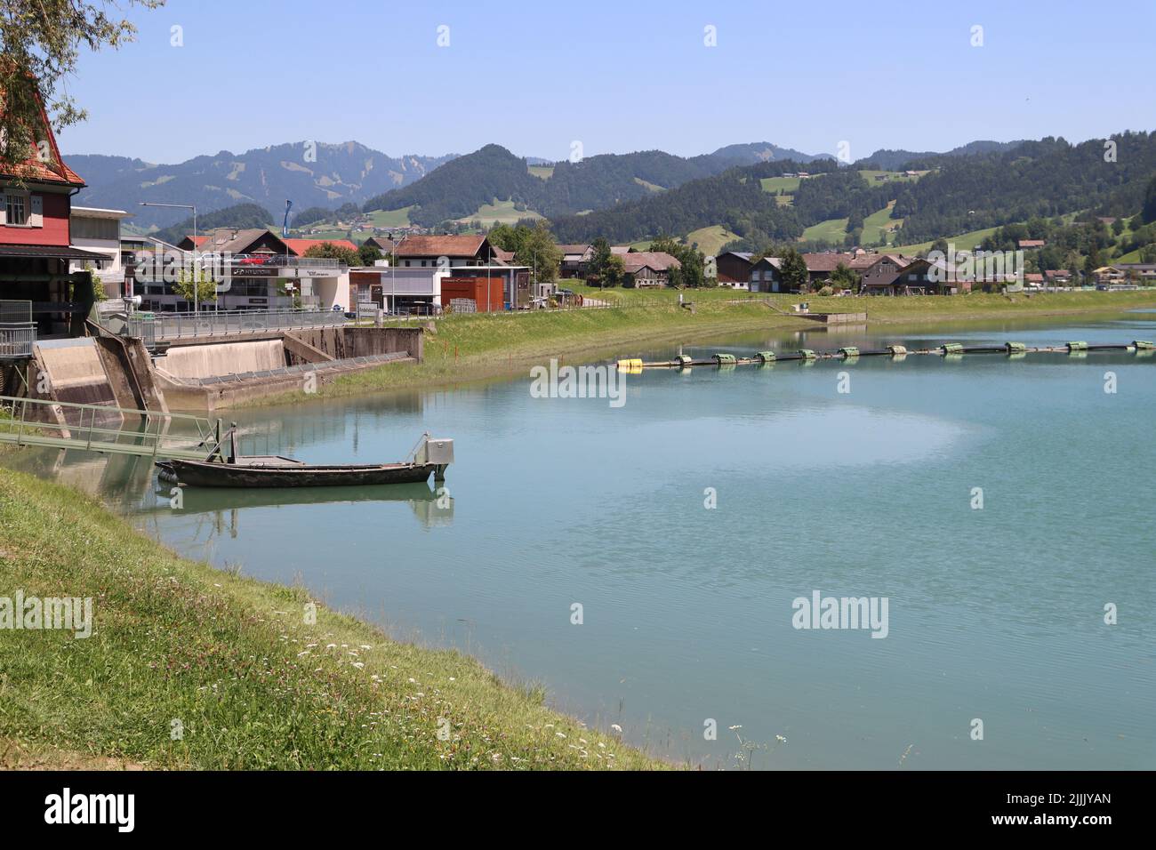 hydroelectric power plant. green energy is produced just with a ...