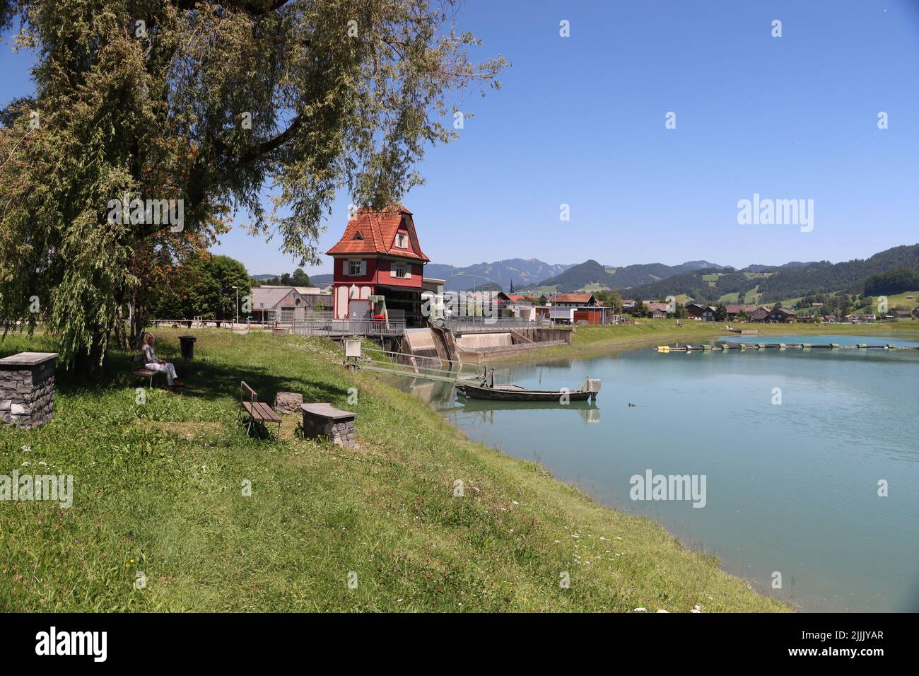 hydroelectric power plant. green energy is produced just with a ...