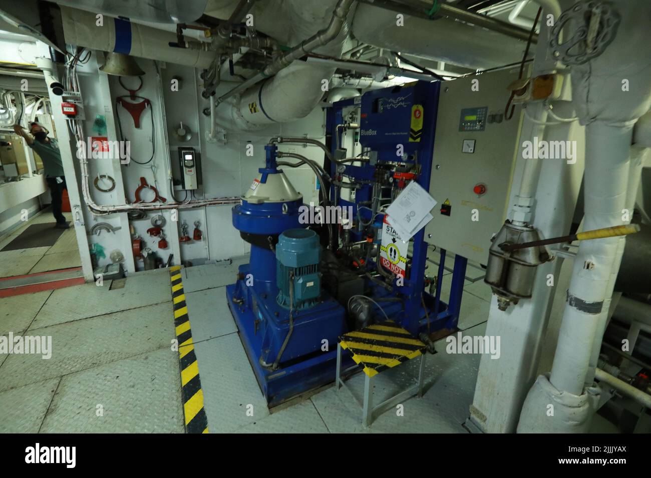 Pipework in ship's engine room Stock Photo - Alamy