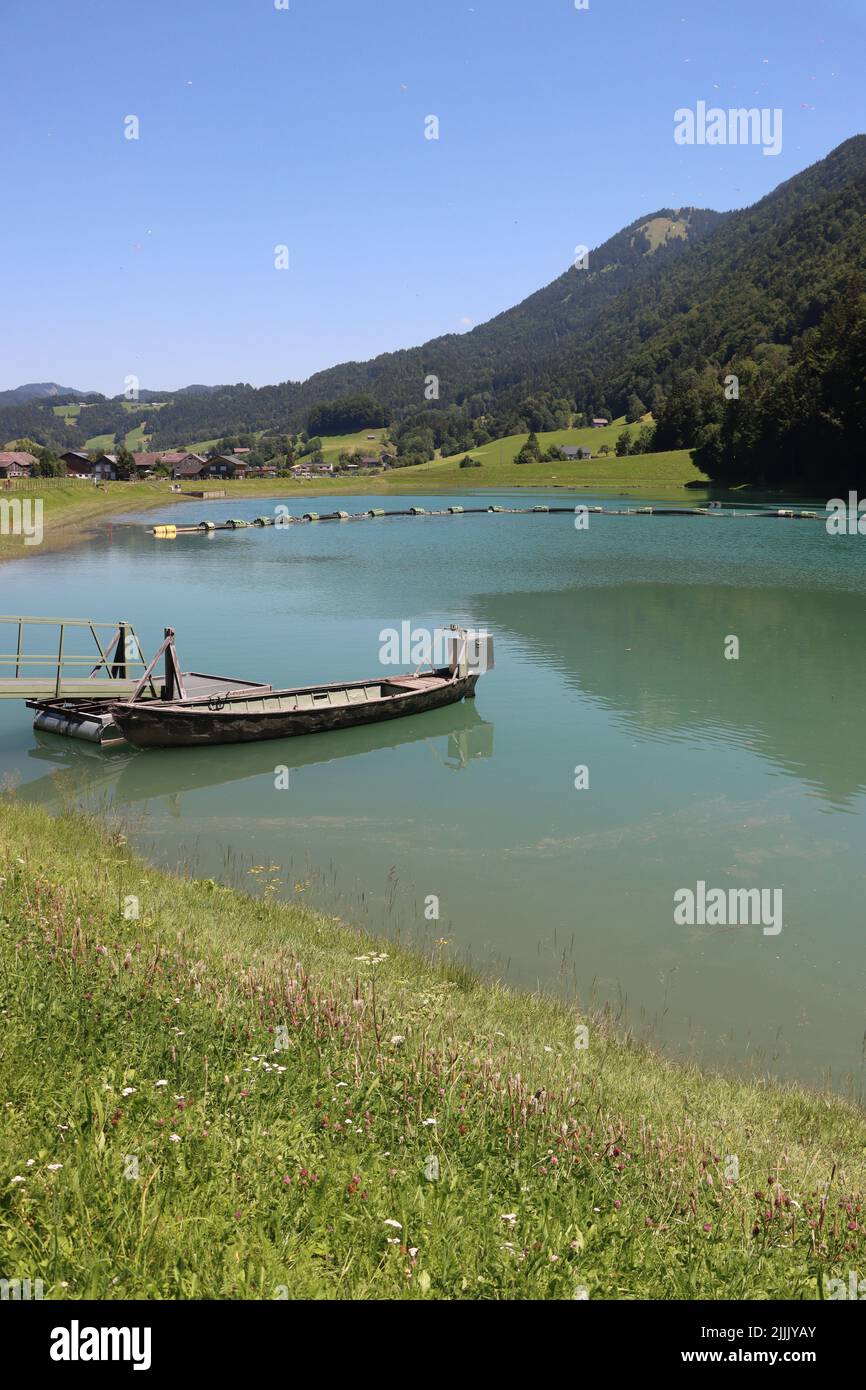 hydroelectric power plant. green energy is produced just with a ...
