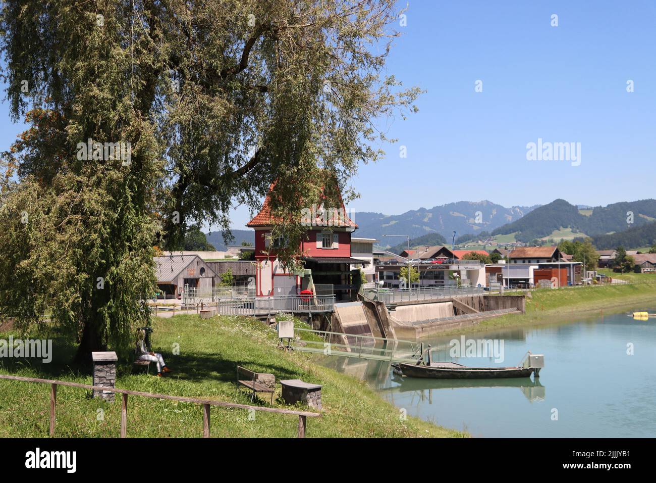 hydroelectric power plant. green energy is produced just with a ...