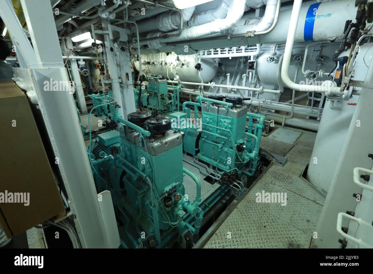 Pipework in ship's engine room Stock Photo - Alamy