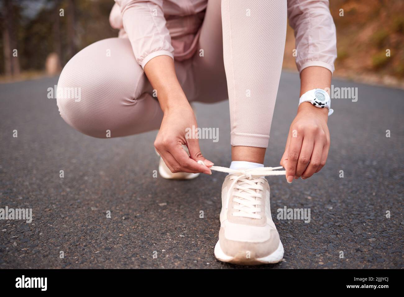 Time to get this jog in. an unrecognizable woman getting ready to ...