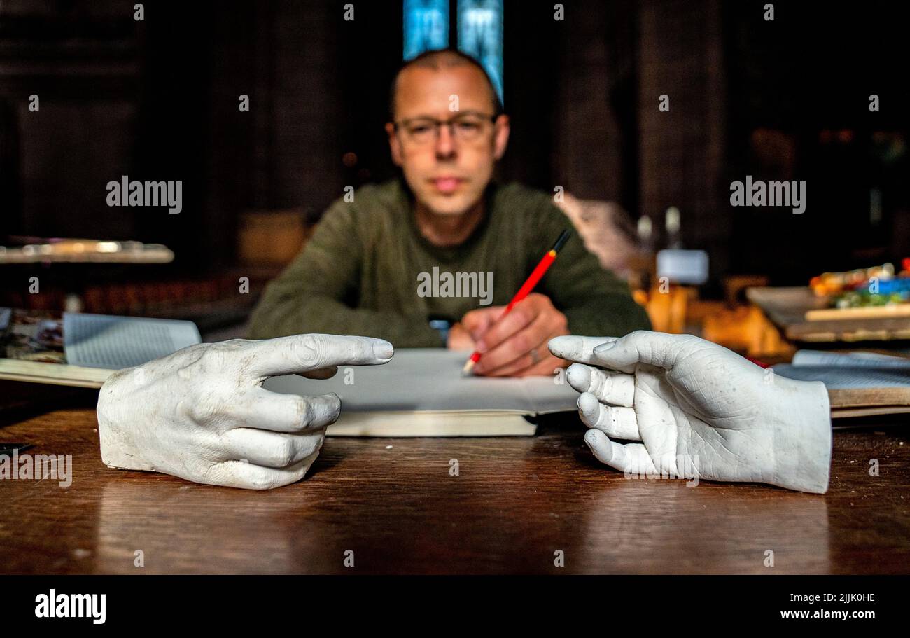 Artist Peter Walker, with a smaller version of his work, Connection, a contemporary twist on ...