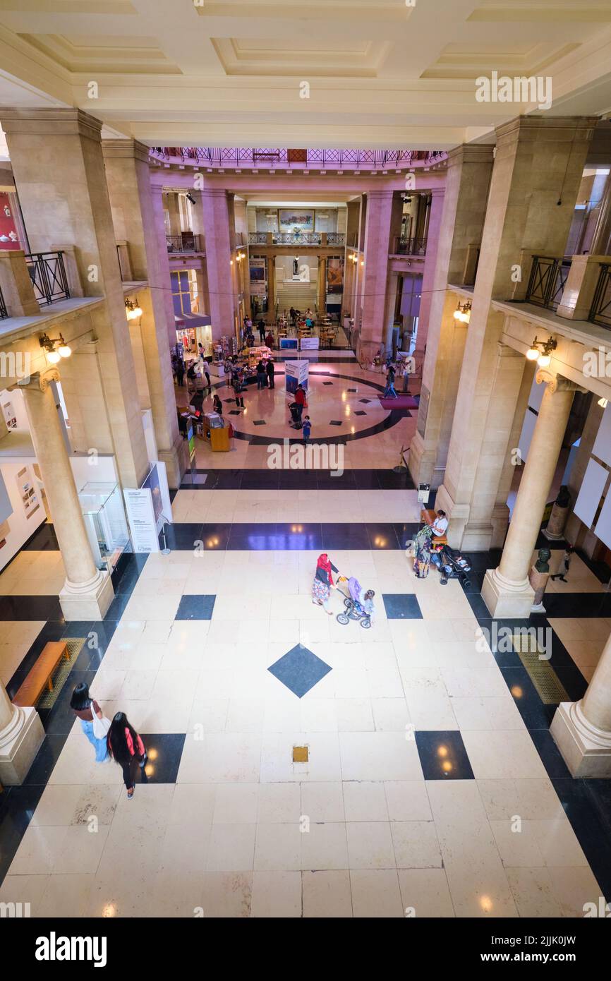 A view of the grand entrance hall at the National Museum. In Cardiff ...