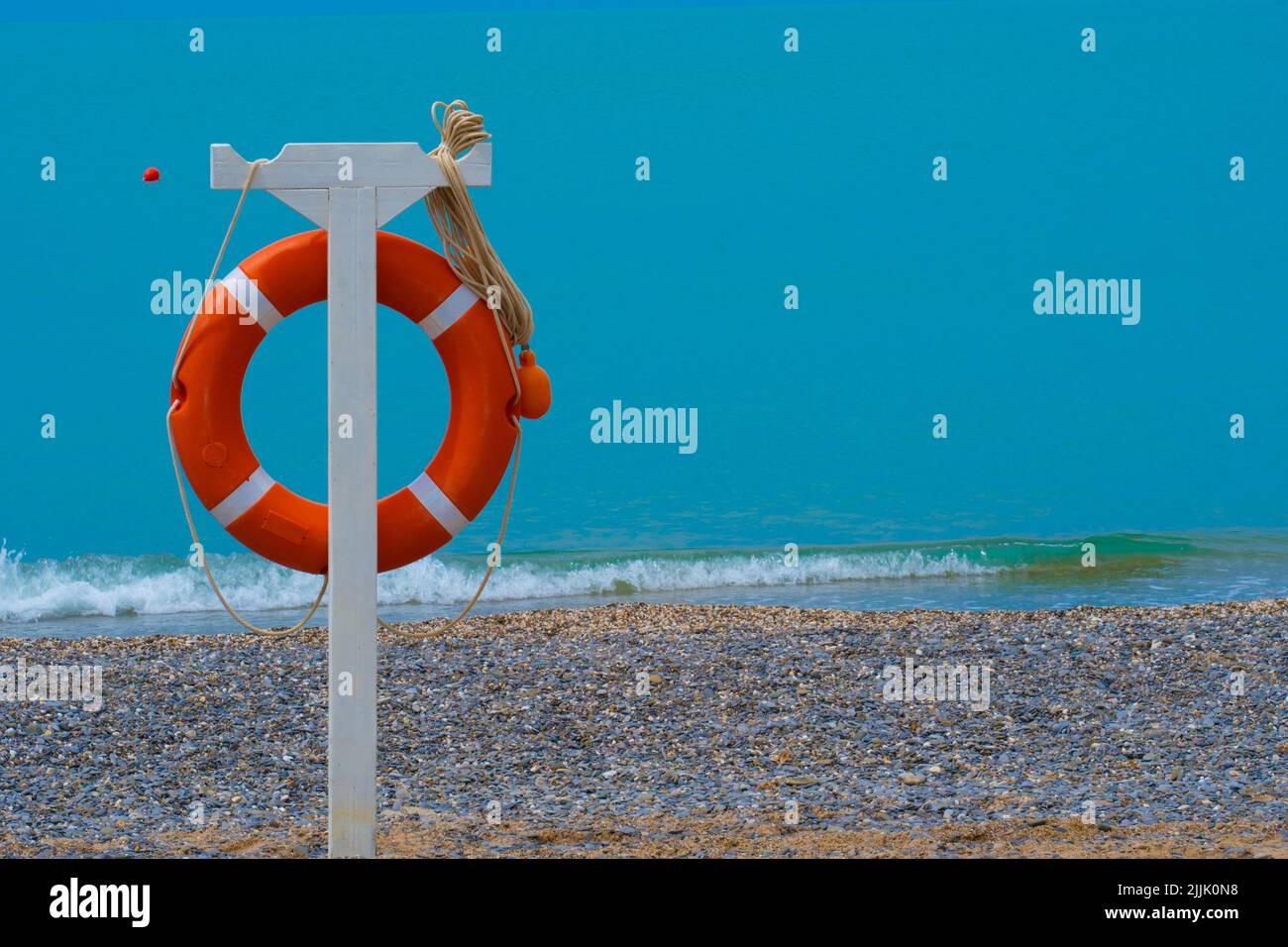 Life sos sunset red buoy danger equipment lifebuoy circle ring, concept ...