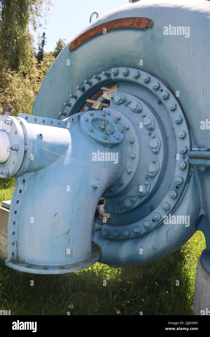 Hydropower turbine of hydroelectric power station. electricity was ...