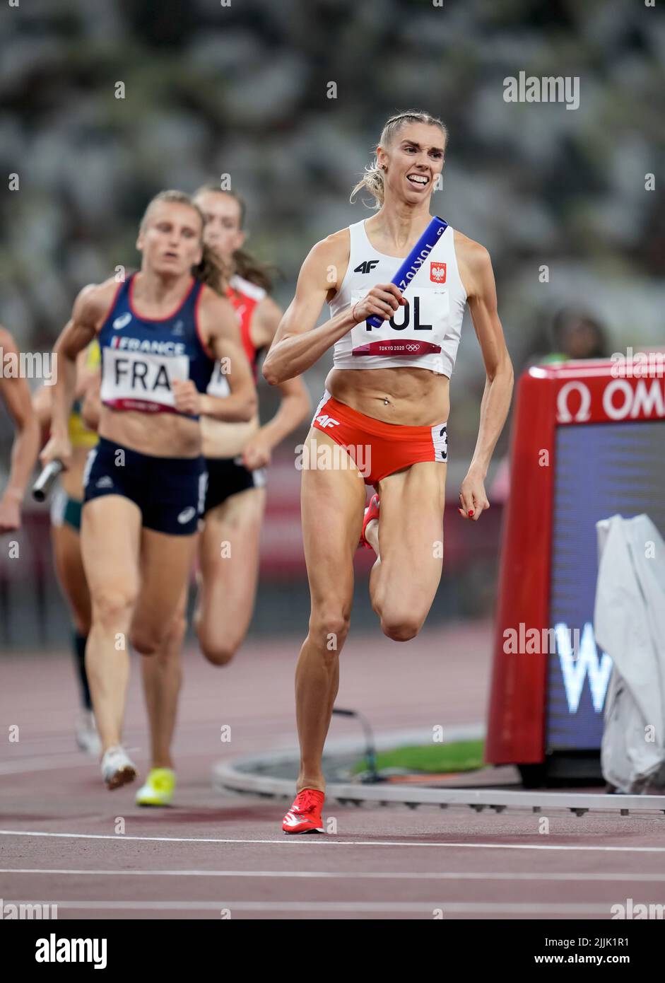 Iga Baumgart-Witan participating in the 4x400 meter relay at the 2020 ...
