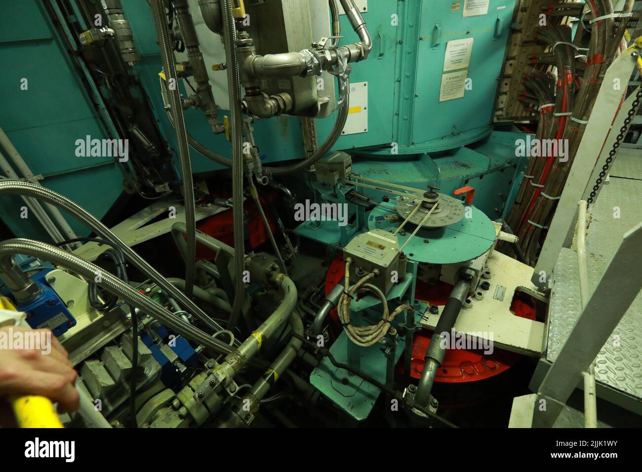 Cruise ship engine room interior with water tight doors electrical and ...