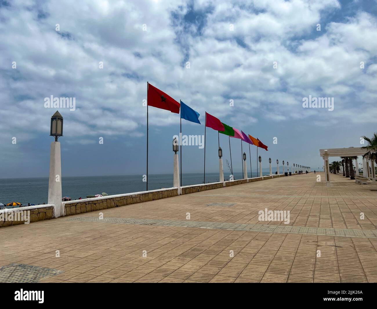 Moroccan flag fluttering blue hi-res stock photography and images - Alamy