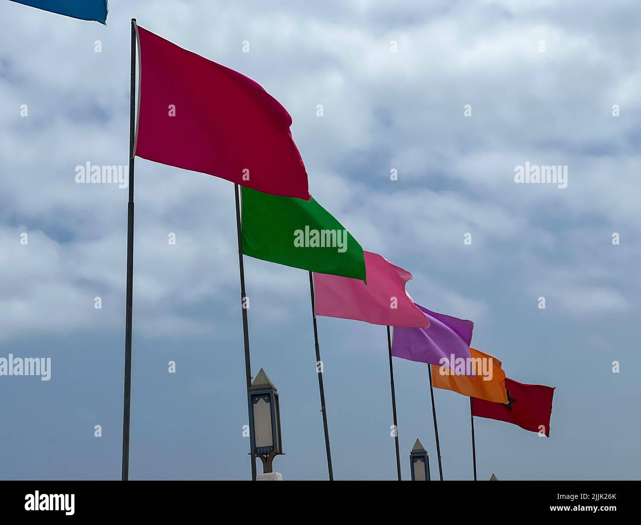Moroccan flag fluttering blue hi-res stock photography and images - Alamy