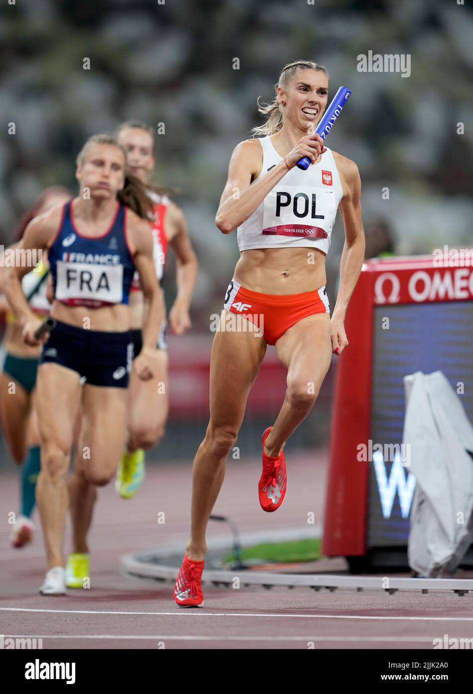 Iga Baumgart-Witan participating in the 4x400 meter relay at the 2020 ...