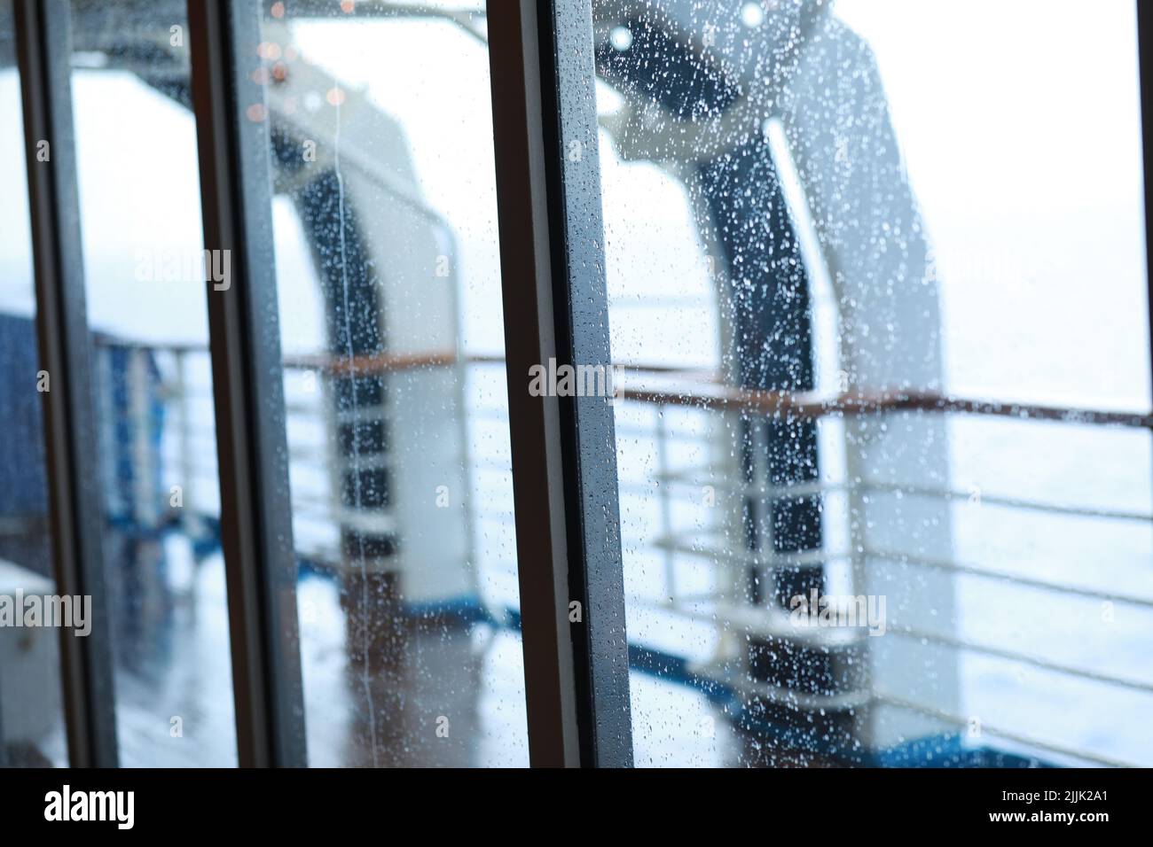 Cruise ship Open deck with Rescue Lifeboats and life buoy through the ...