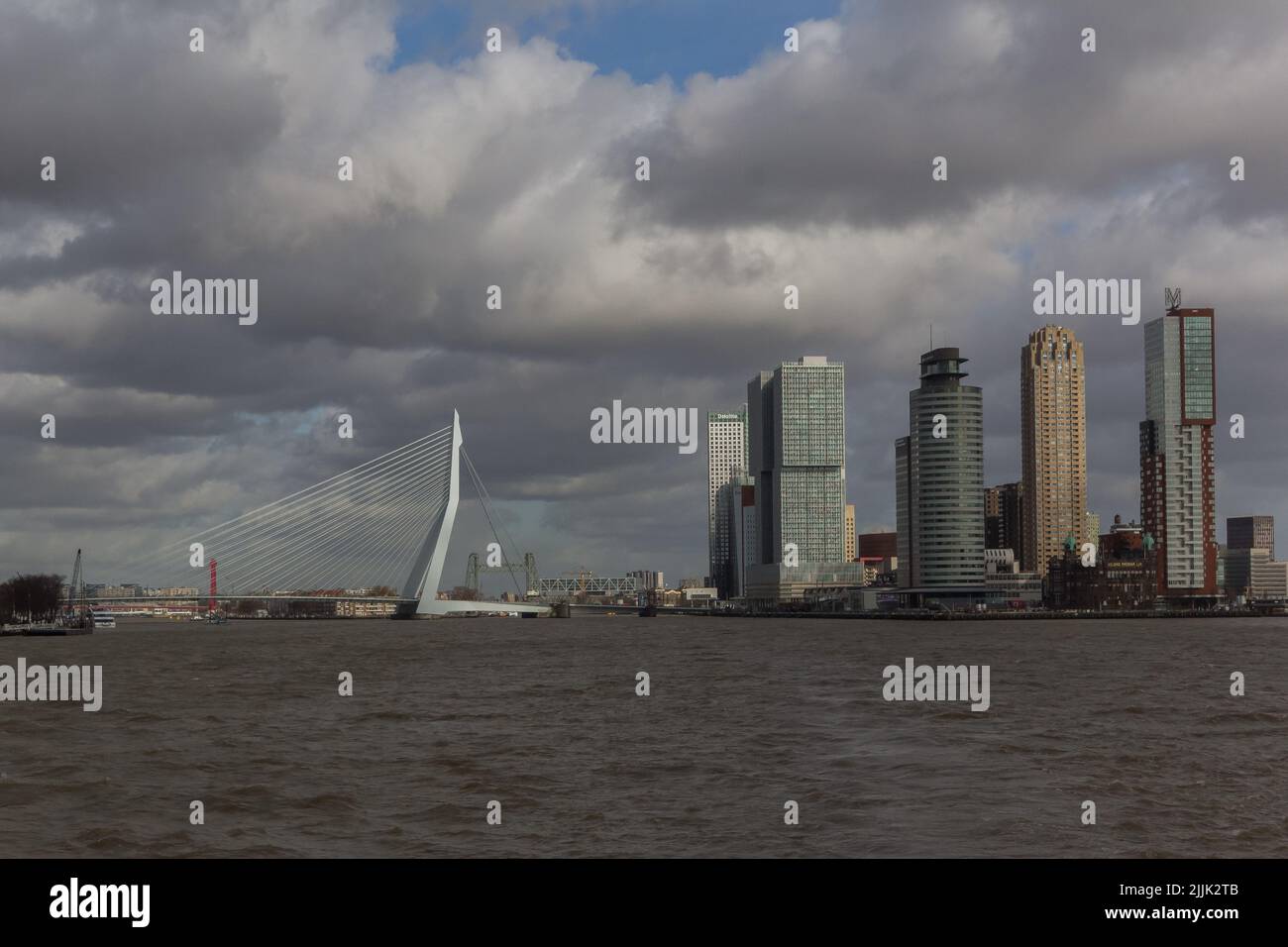 A beautiful shot of the Rotterdam skyline across the water in the ...