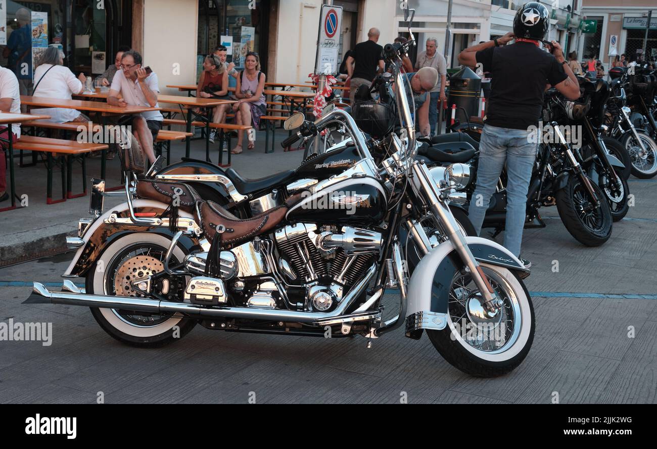 JULY ITALY - Milan 2022 gathering of parked motorcycles Stock Photo - Alamy