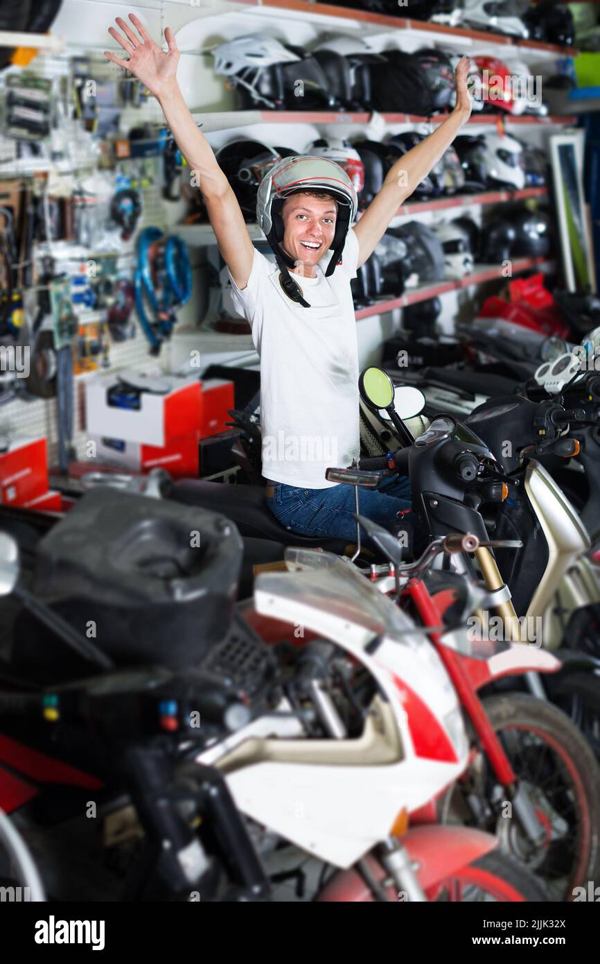 Customer on motorbike hi-res stock photography and images - Alamy