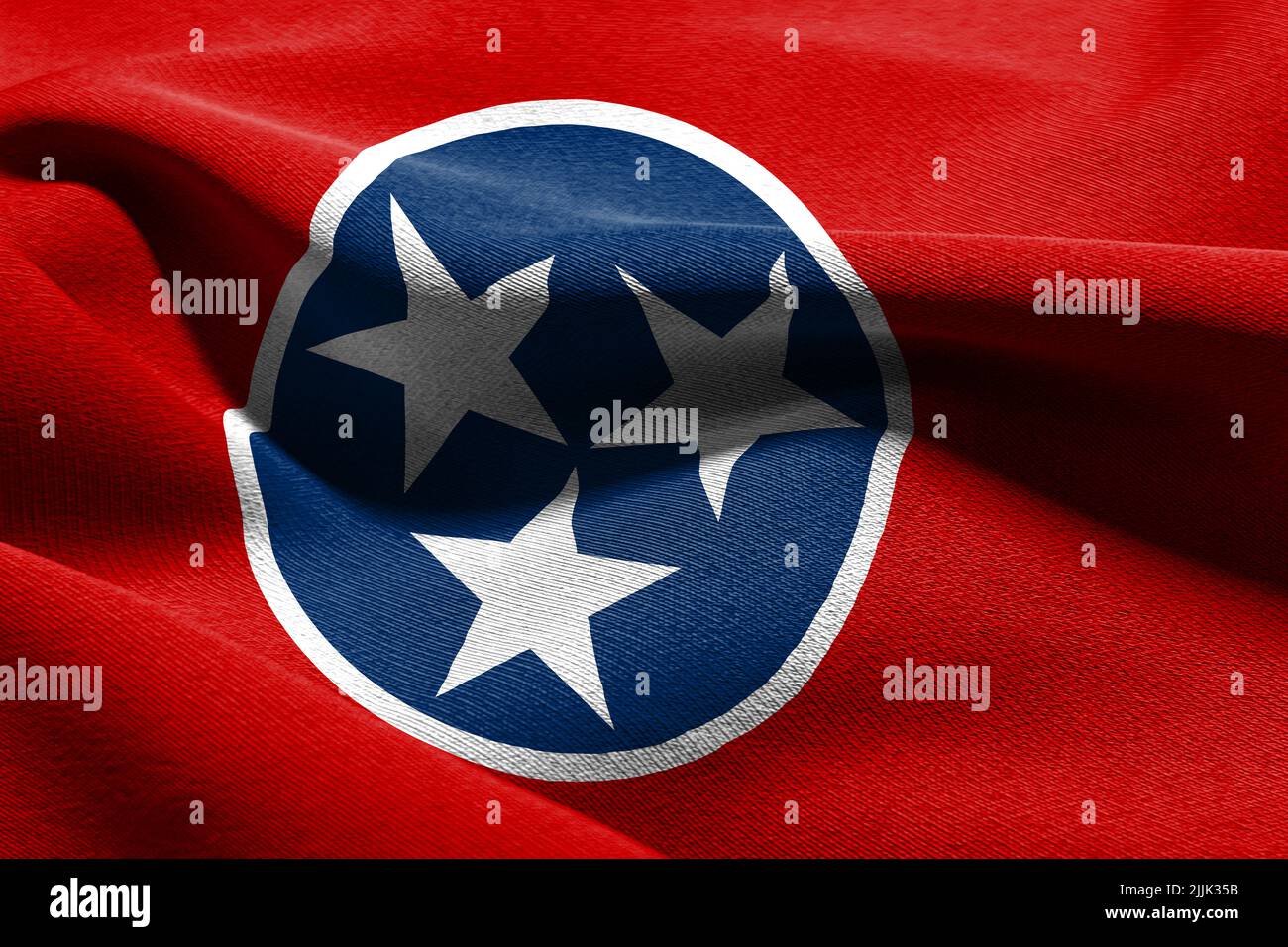 3D illustration flag of Tennessee is a state of United States. Waving ...