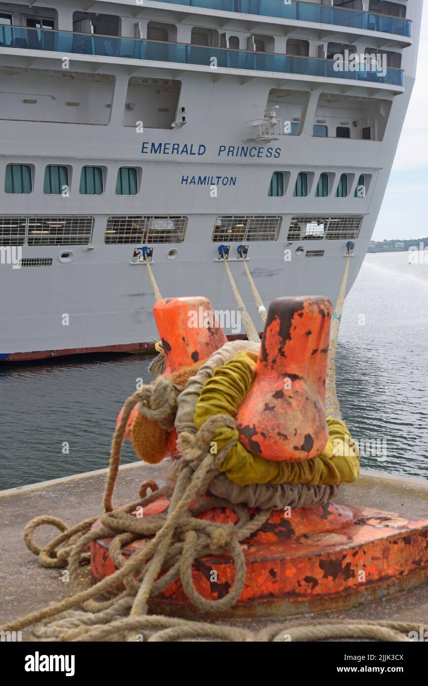 The Emerald Princess cruise ship moored alongside the heritage centre ...