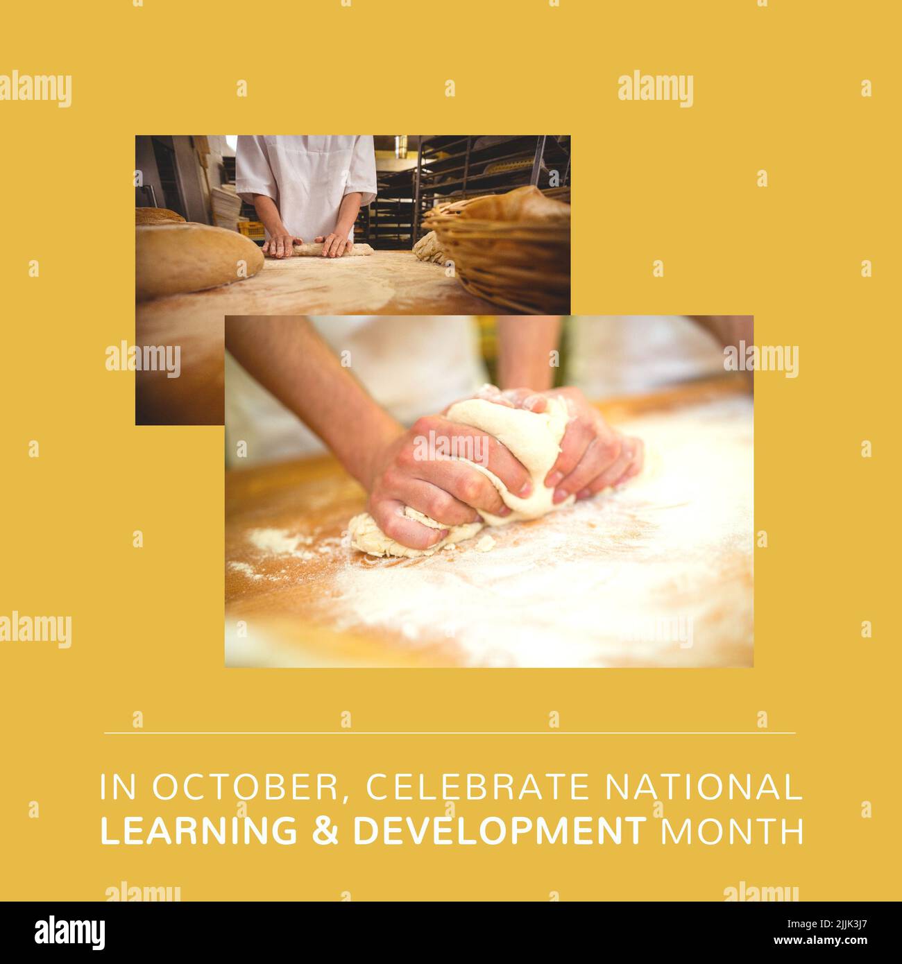Image of learning and development month over yellow background with ...