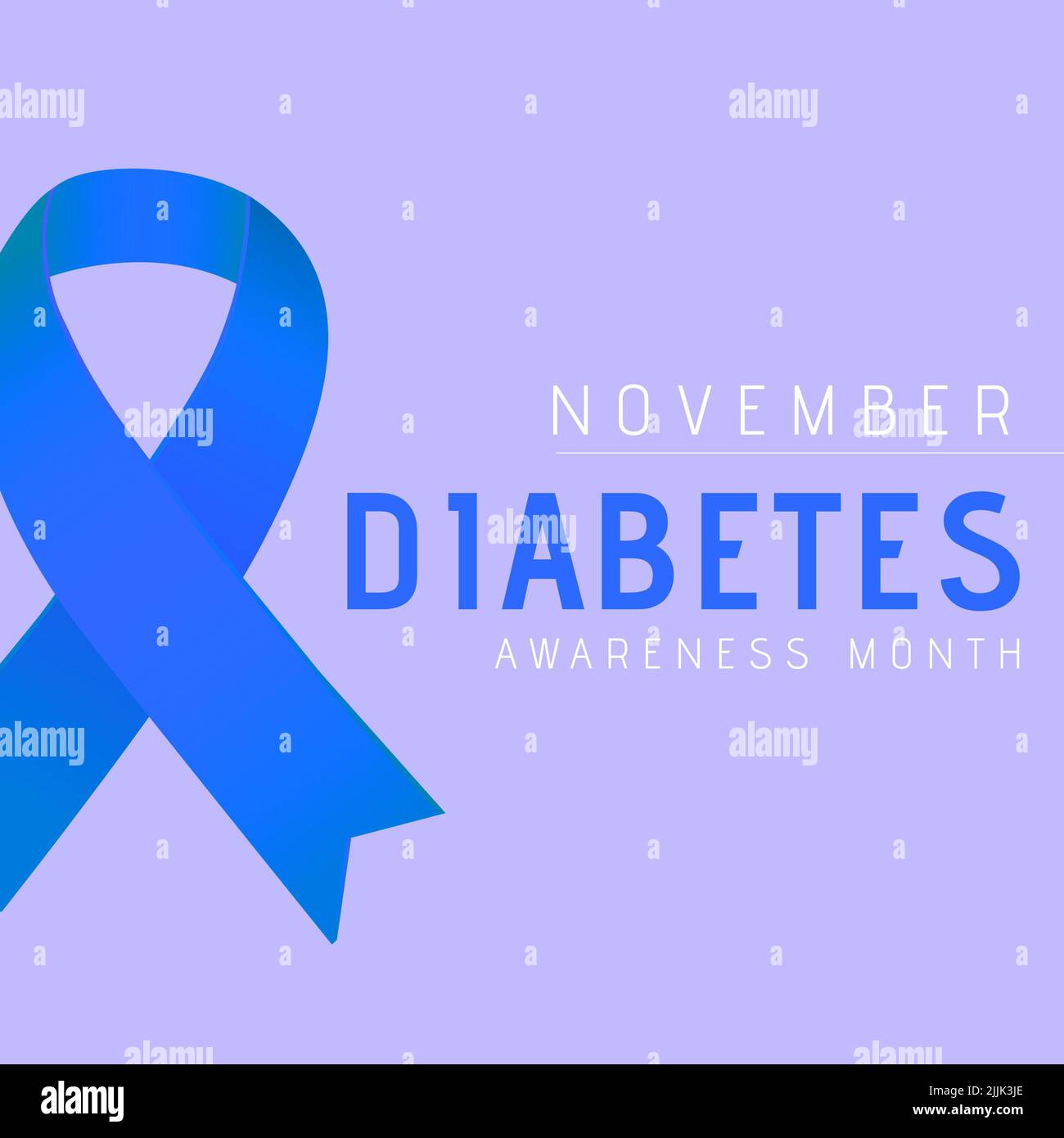 Image of november diabetes awareness month and blue ribbon on violet ...