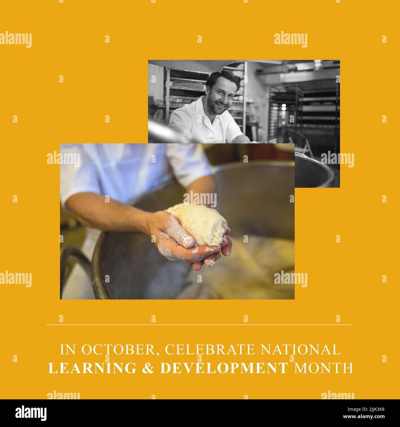 Image of learning and development month over yellow background with ...