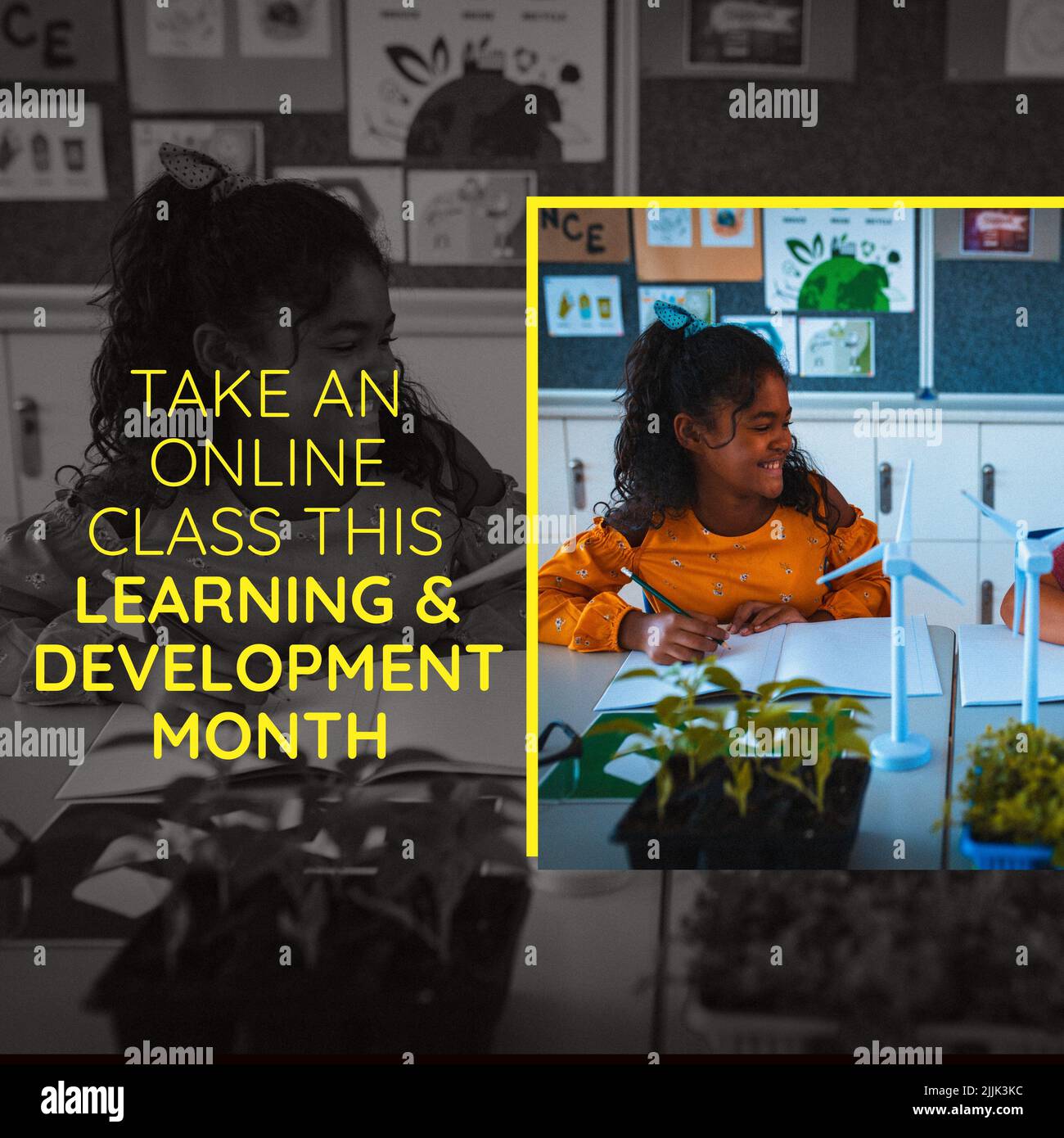 Image of learning and development month over african american girl ...