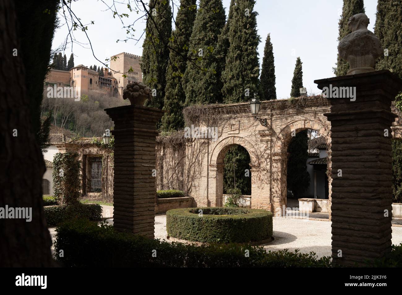 Walking in old central part of world heritage city Granada, Andalusia ...