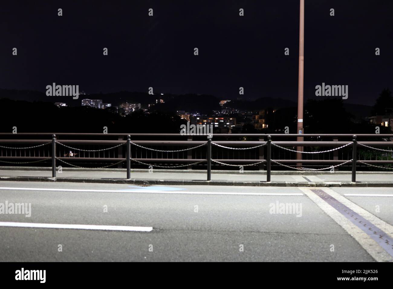 Sendai City, Miyagi Prefecture Japan. Night stagnation bridge and ...