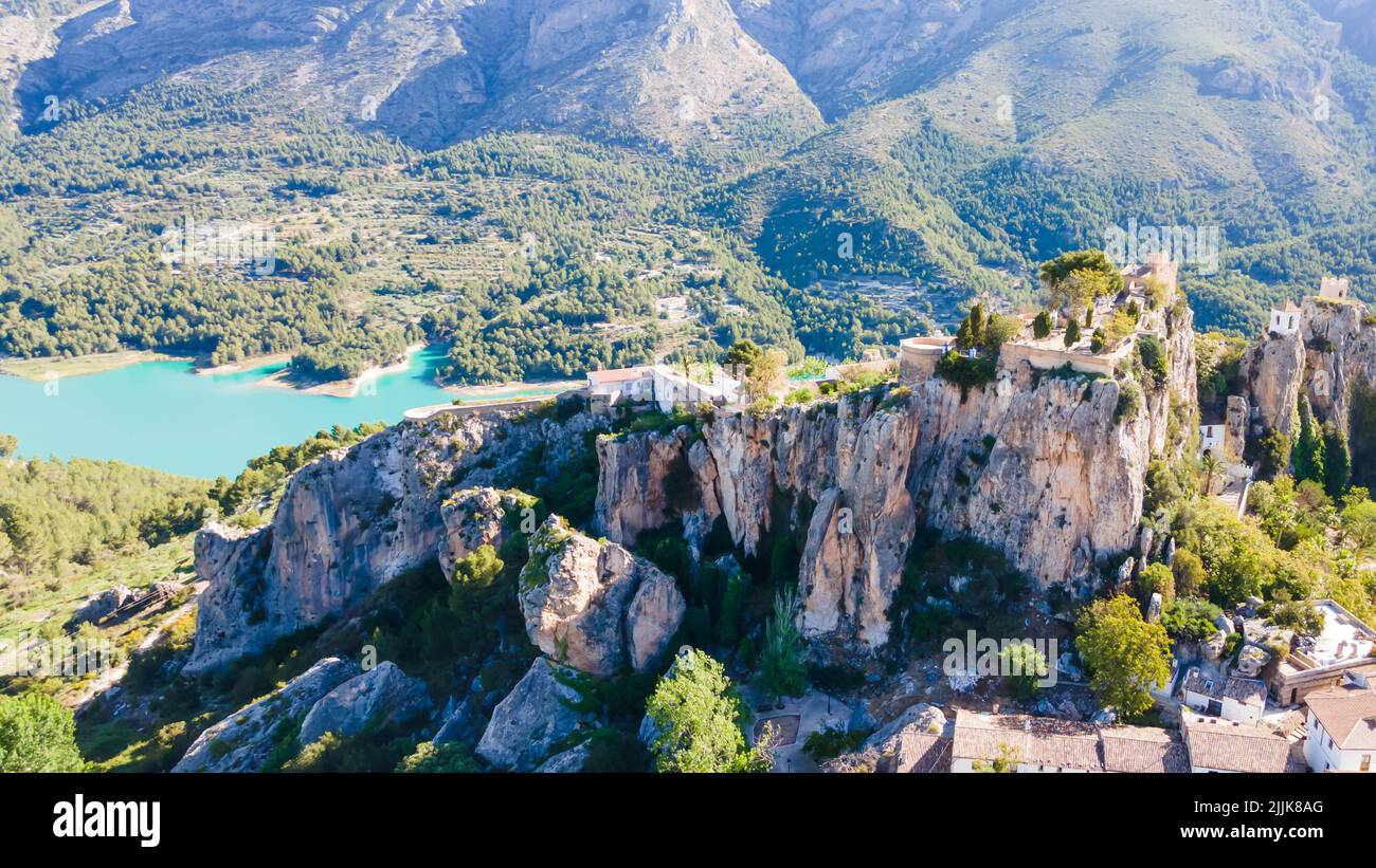 Guadalest reservoir with turquoise water in the province of Alicante ...