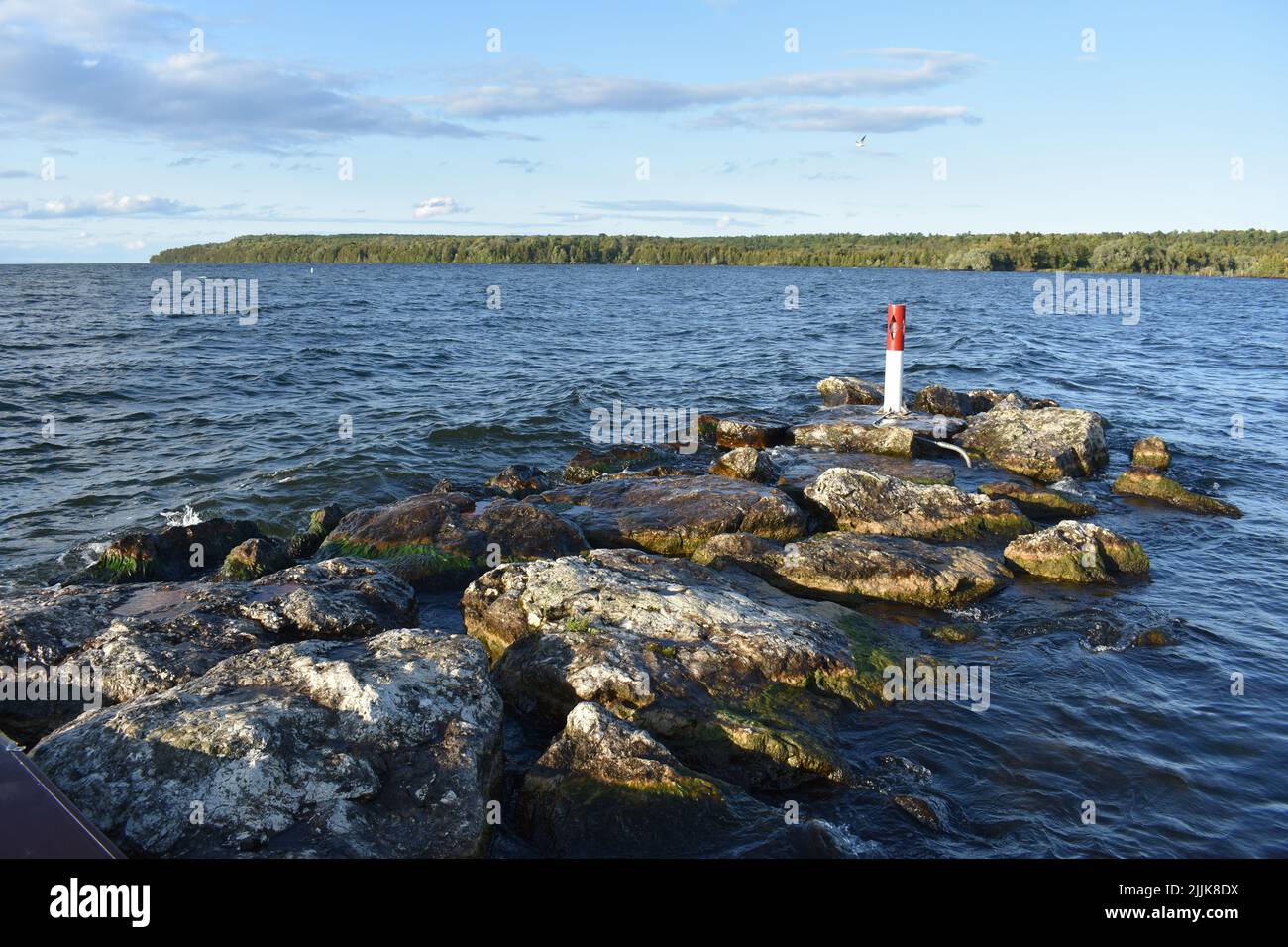 A lakeside view of Lake Michigan with rocks and shoreline in Door ...