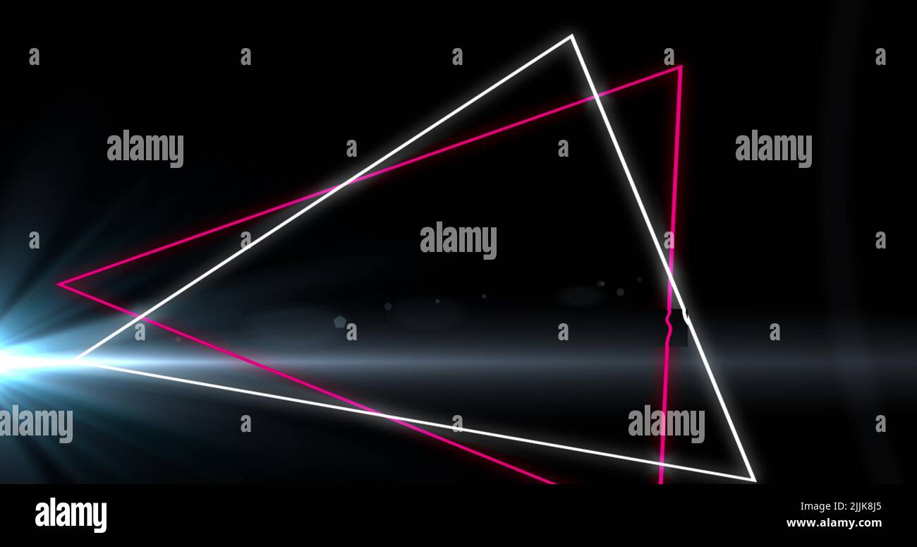 Image of triangles and lights on black background Stock Photo - Alamy